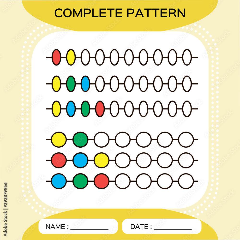 Complete repeating patterns. Worksheet for preschool kids. Practicing ...