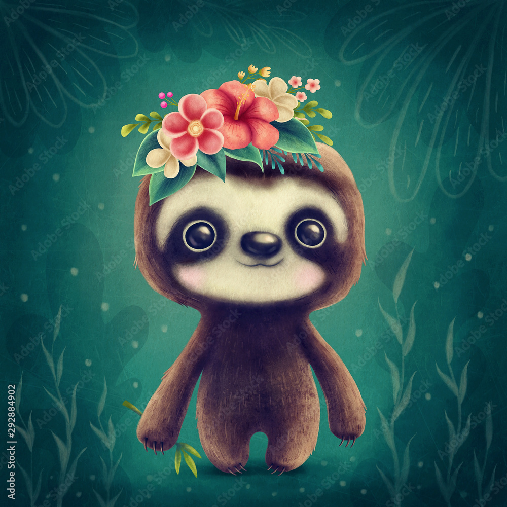 Illustration of a cute Sloth Stock Illustration | Adobe Stock