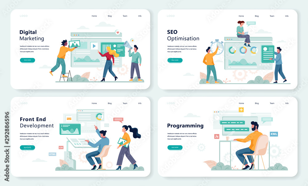 Front End development, programming web banner design Stock Vector ...