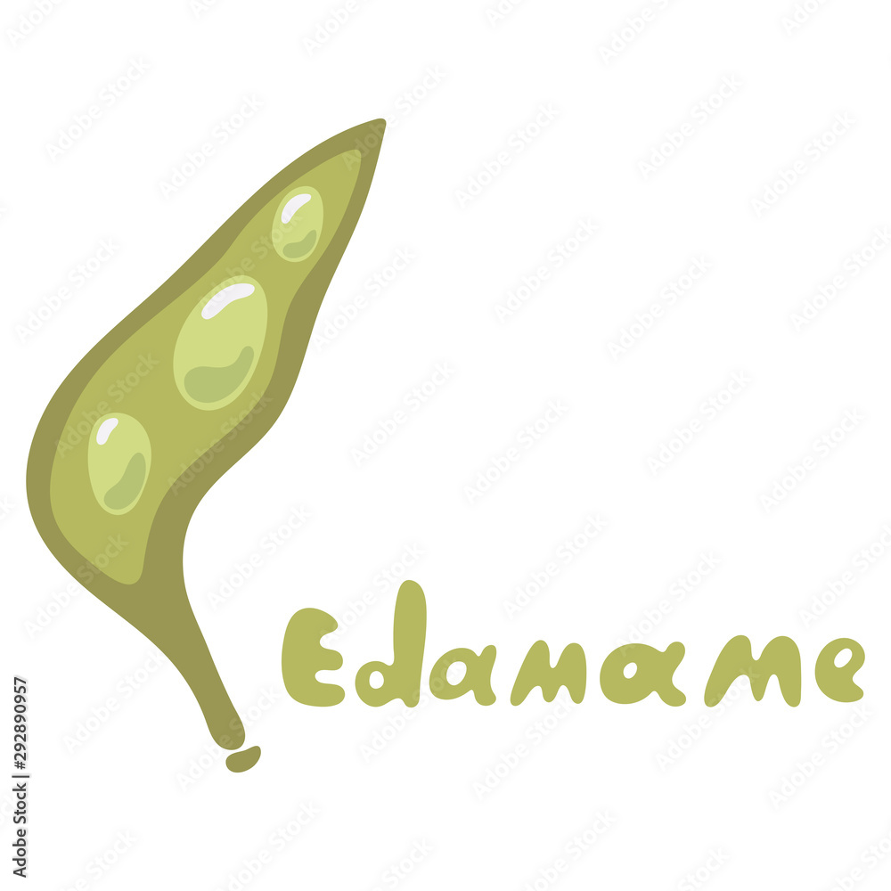 Soybean, edamame vector. Cartoon edamame green beans isolated on white ...