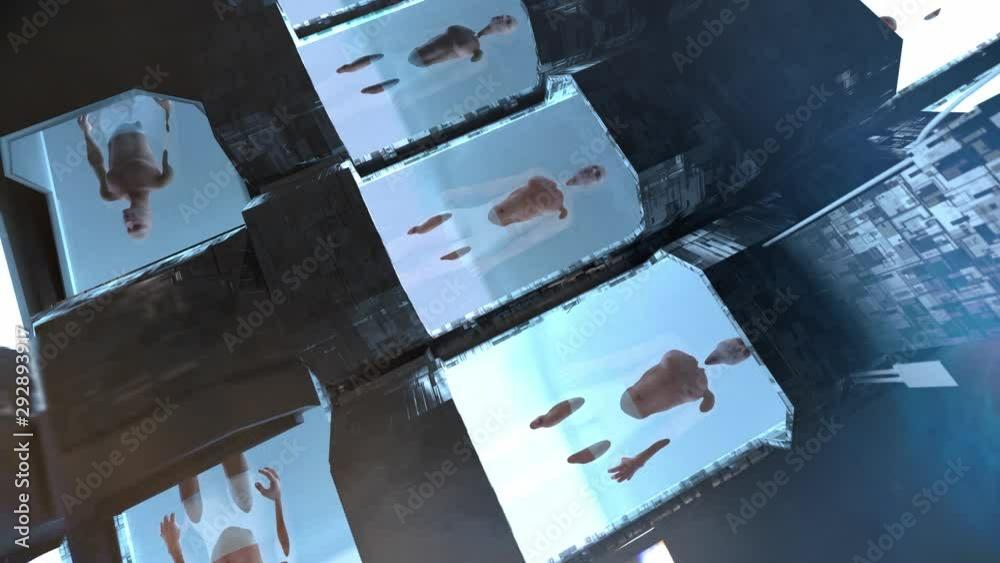 human cloning concept, sci Fi lab, render 4D vídeo de Stock | Adobe Stock