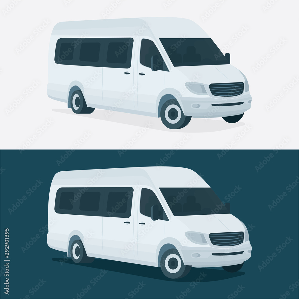 Minivan vector illustration. Isolated city minibus. Small corporate ...