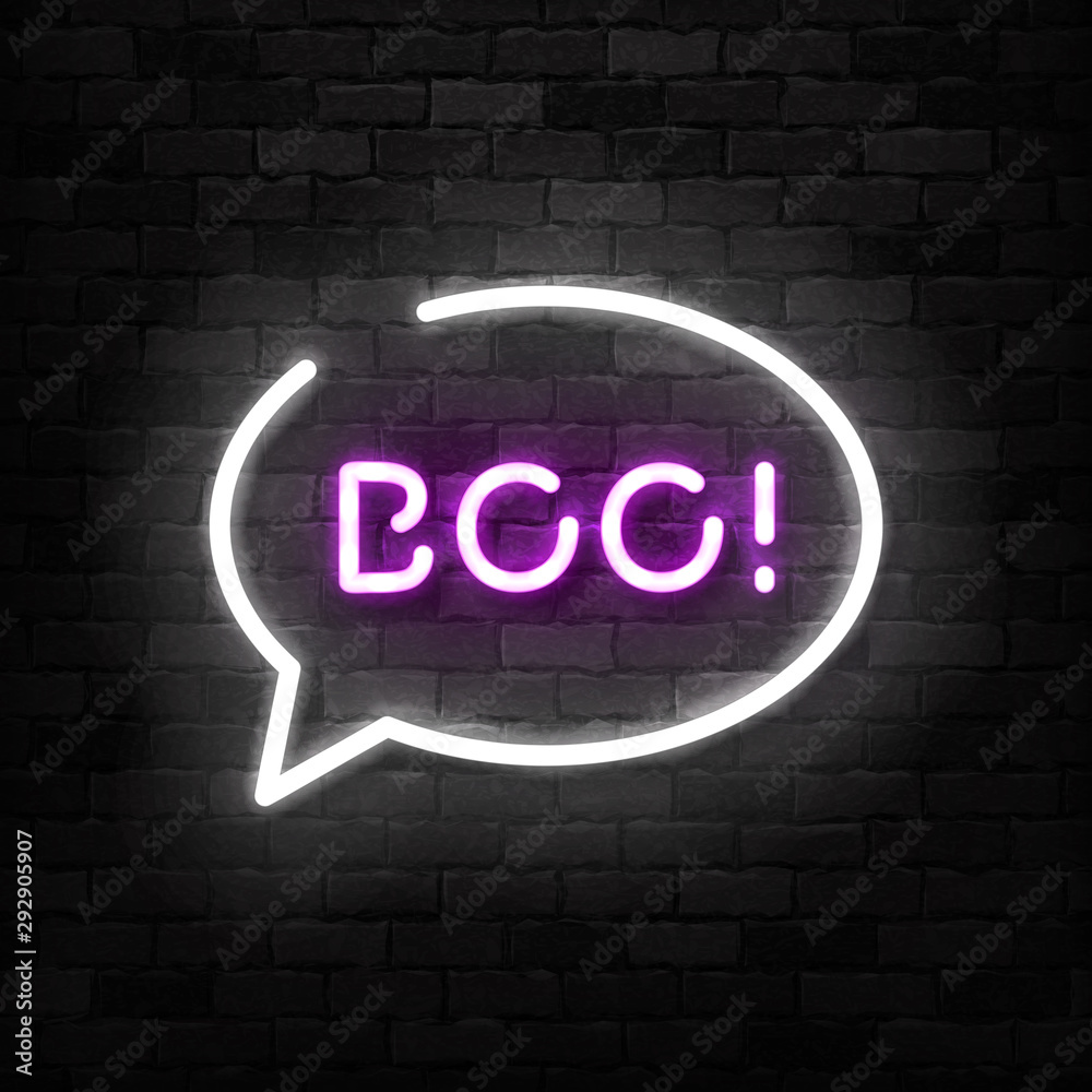 Vector realistic isolated neon sign of Boo logo for template decoration ...