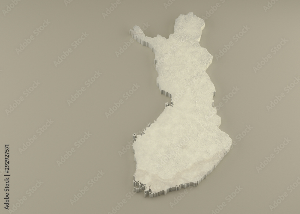 Extruded 3D political Map of Finland with relief as marble sculpture on ...