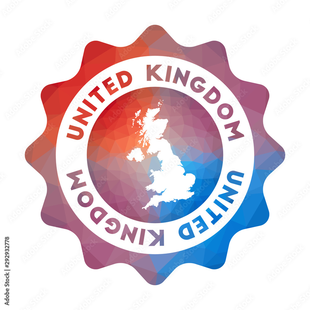 United Kingdom low poly logo. Colorful gradient travel logo of the ...