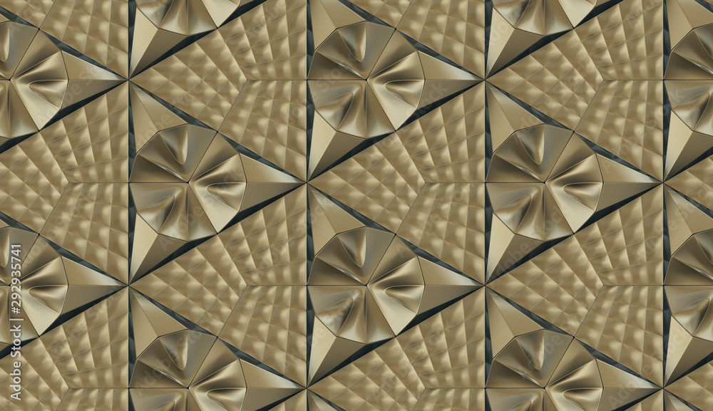 3D panel with Golden metallic style crocodile. High quality seamless ...