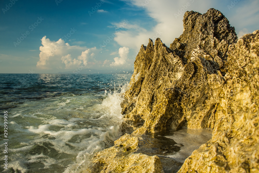 Portugal wavy ocean coast line nature scenery landscape view with water ...