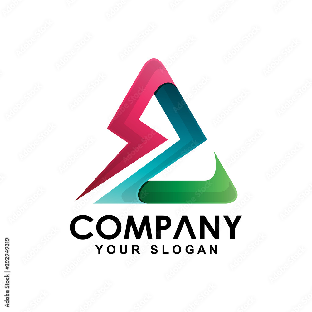 Triangle thunder logo, play electric logo, letter A logo Stock Vector ...