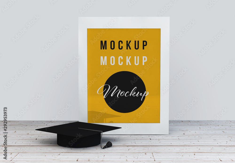 Frame Mockup with Graduation Cap Stock Template | Adobe Stock