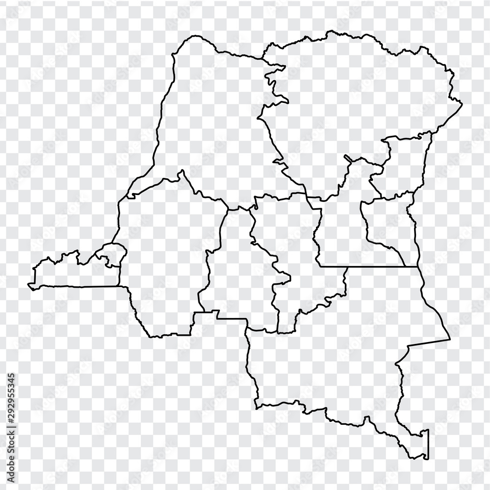 Blank map Democratic Republic of the Congo. High quality map Democratic ...