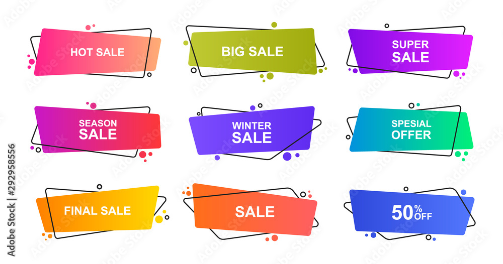 Super set different shape geometric flat banners. Modern abstract ...