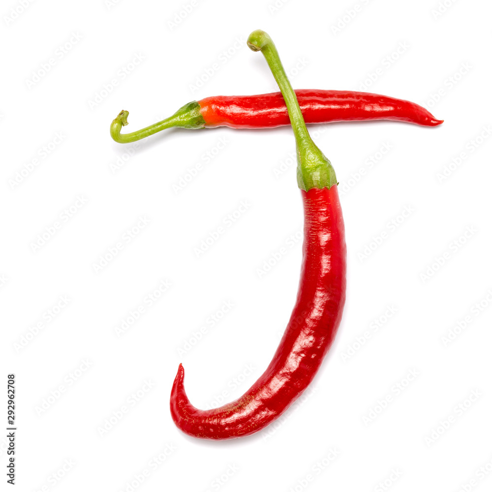 English alphabet made of chili peppers on white background. Font made ...