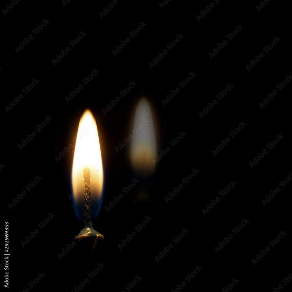 The fading of the light. Candle flame concept, metaphor. Death, dying ...