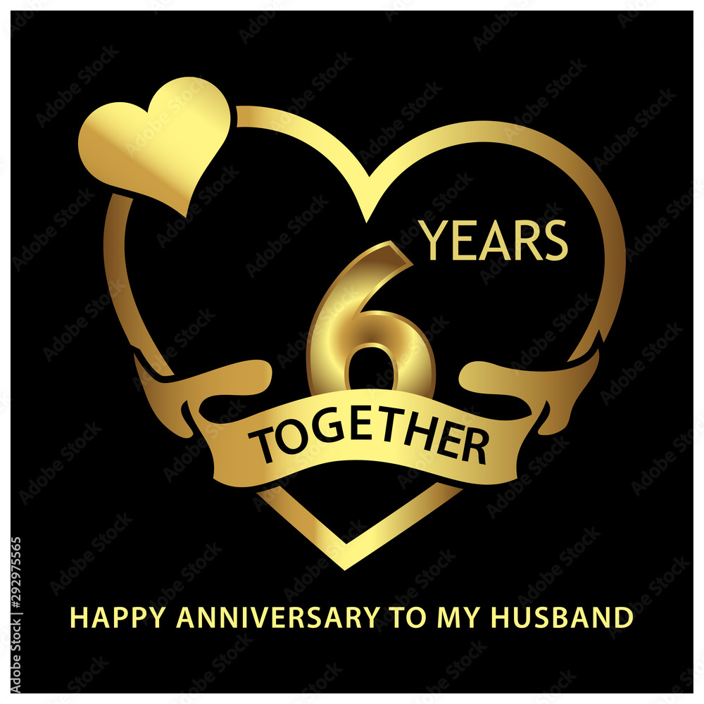 6 years Together golden. anniversary template design for web, game ...