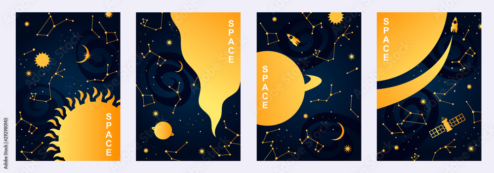 Set of beautiful astrological templates for cards, covers, flyers ...