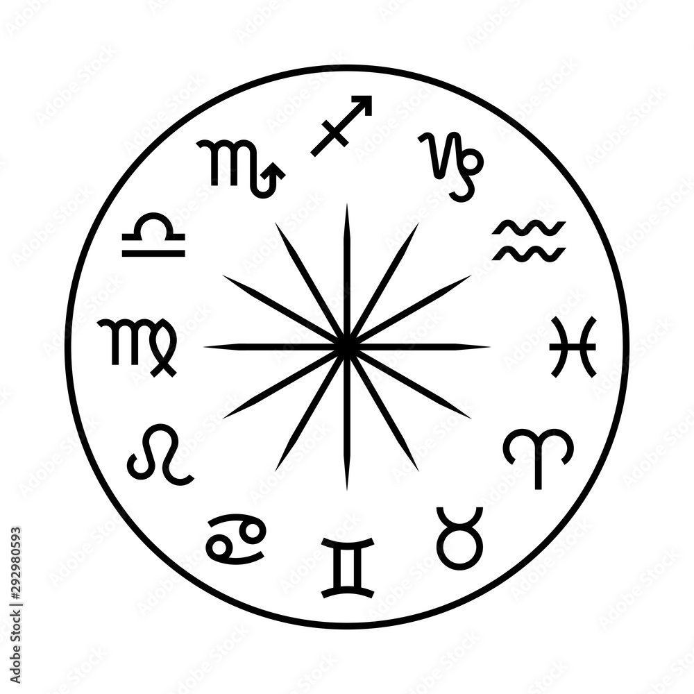 Zodiac wheel vector illustration Stock Vector | Adobe Stock