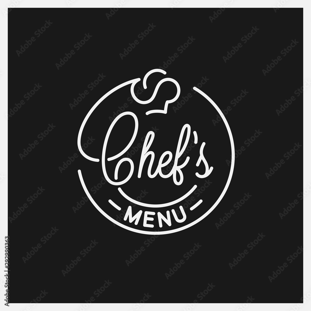 Chefs menu logo. Round linear logo of chef hat Stock-Vektorgrafik ...