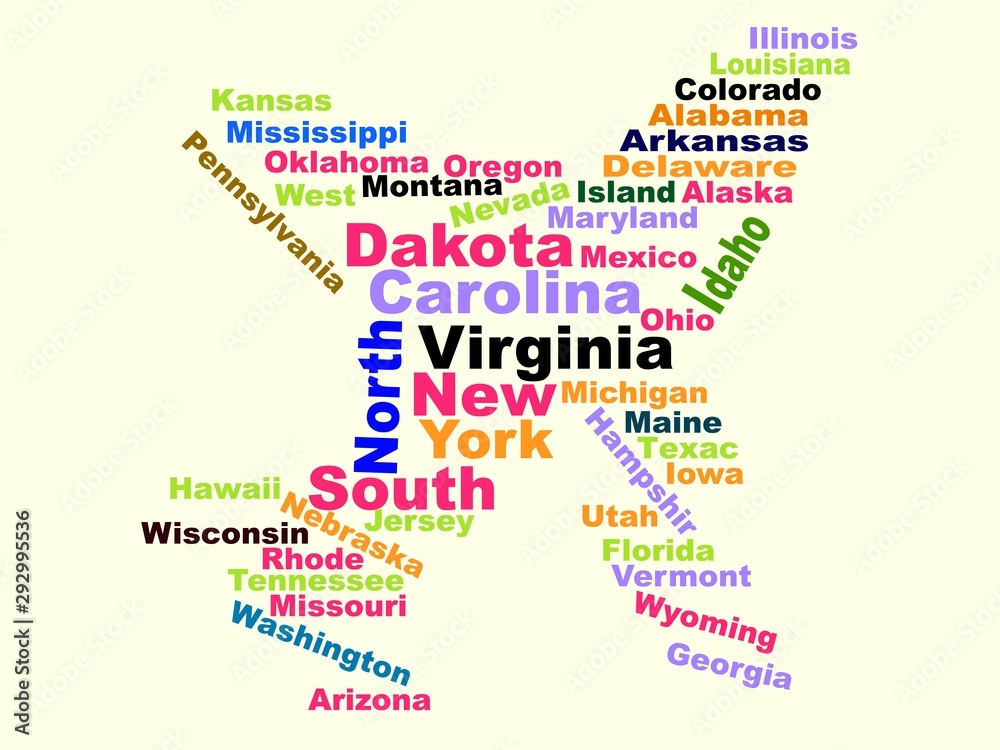 Word cloud airplane travel concept made with words all U.S. states ...