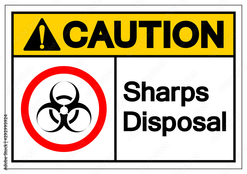 Caution Sharps Disposal Symbol Sign, Vector Illustration, Isolated On ...