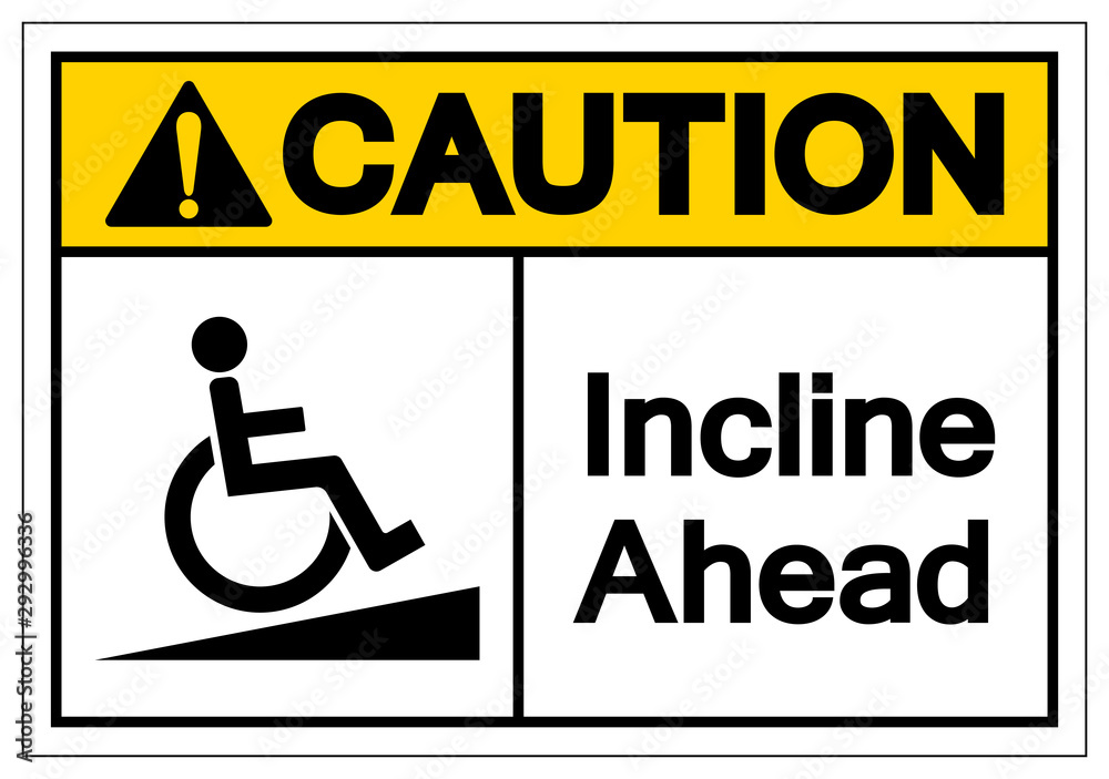 Caution Incline Ahead Symbol Sign ,Vector Illustration, Isolate On ...