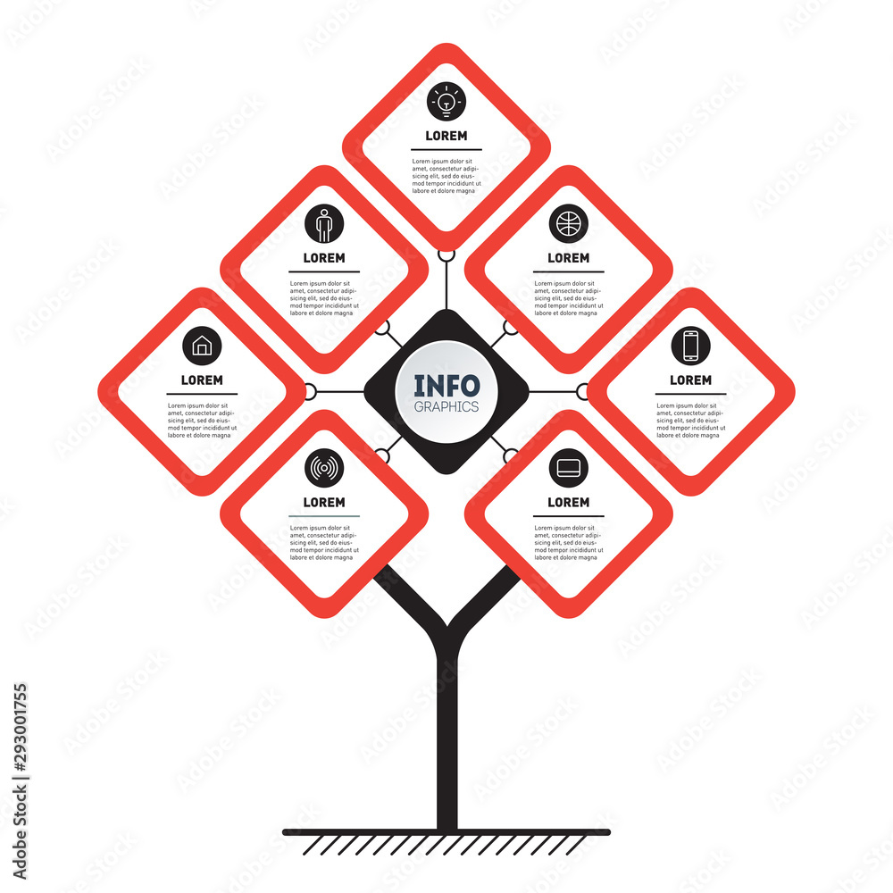 Business presentation concept with 7 options and icons. Mindmap ...