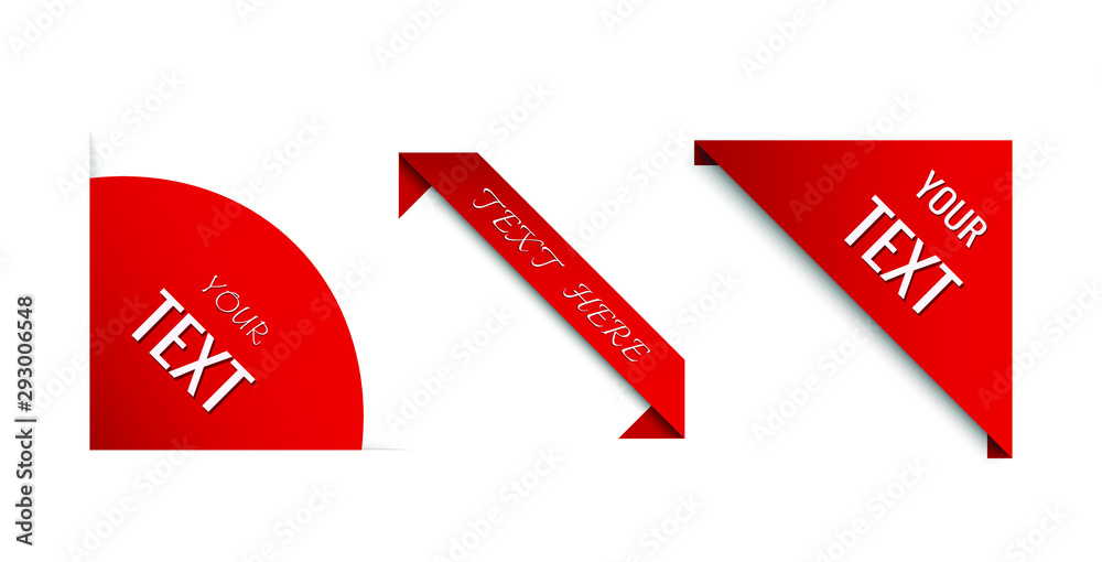 set of red corner label banner template. ribbon tag design. isolated ...