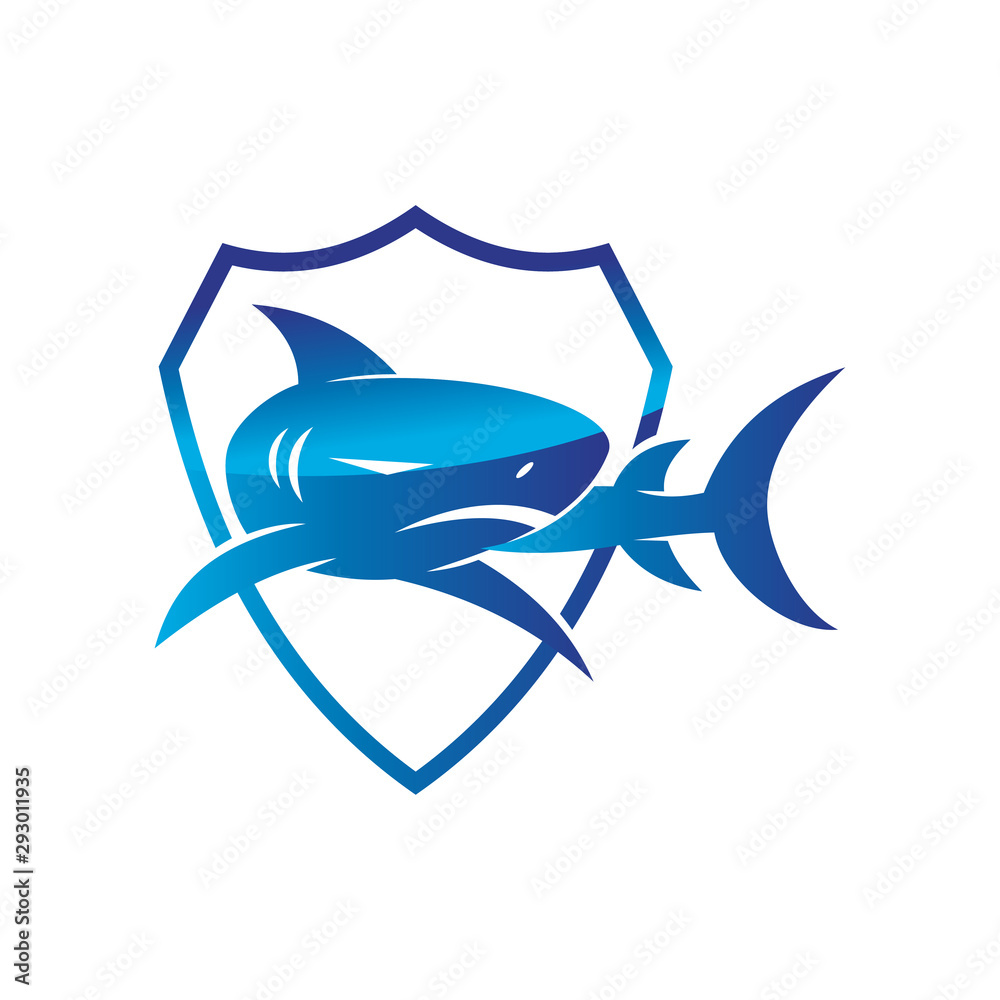 Shark Shield logo design vector isolated illustration concept Stock ...
