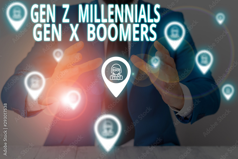 Conceptual hand writing showing Gen Z Millennials Gen X Boomers ...