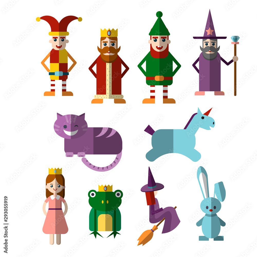 Flat vector set of fabulous magic and halloween characters, people and ...