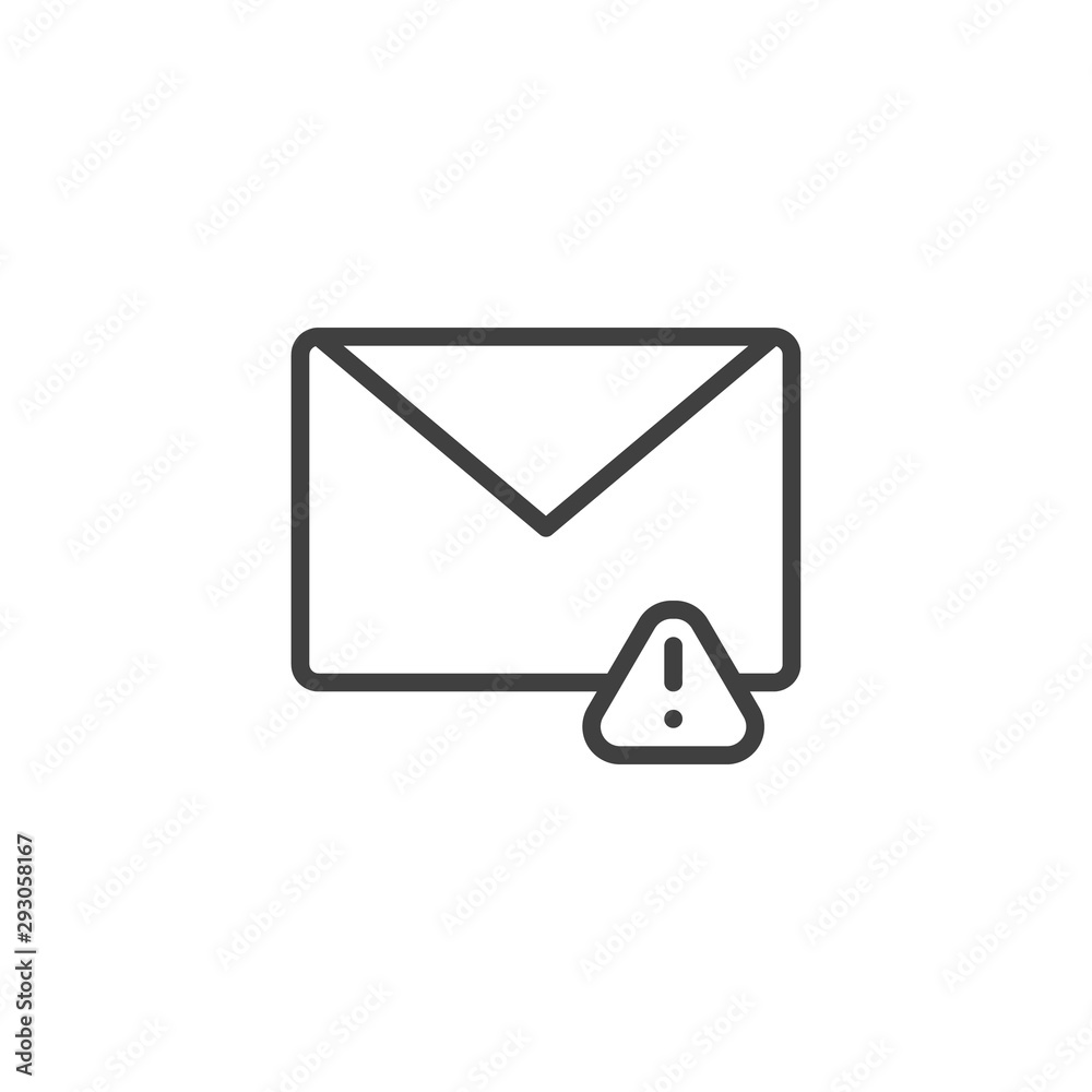 Warning e-mail notification line icon. linear style sign for mobile ...