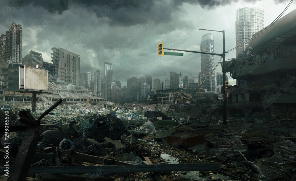 Ruined Cityscape Stock Illustration | Adobe Stock