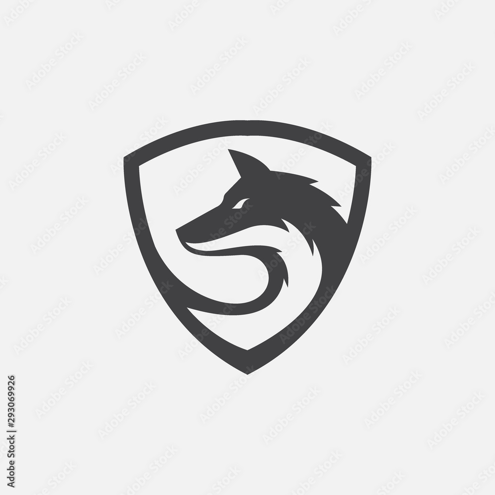 wolf icon vector, wolf shield logo icon vector, wolf secure icon, wolf ...