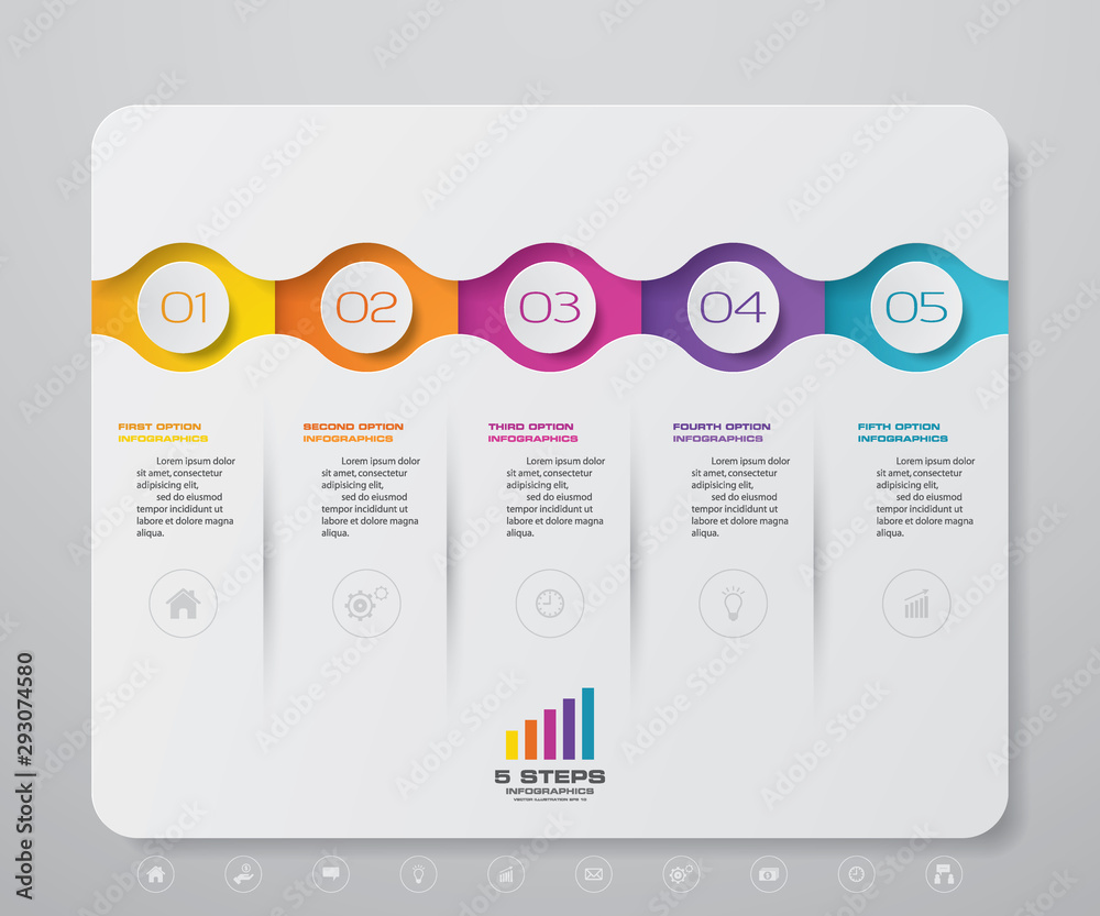 5 steps simple&editable process chart infographics element. EPS 10 ...