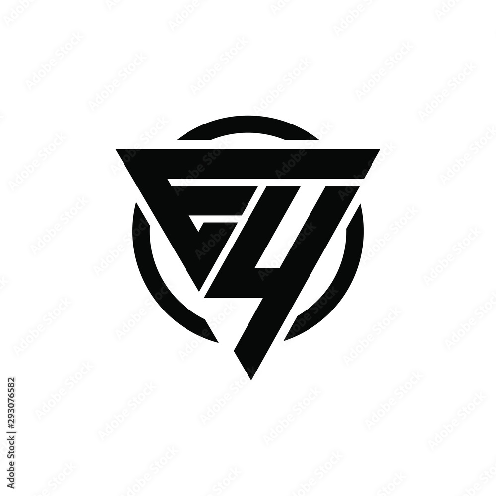 E4, 4E, EY, YE Triangle Logo Circle Monogram Design Vector Super Hero ...
