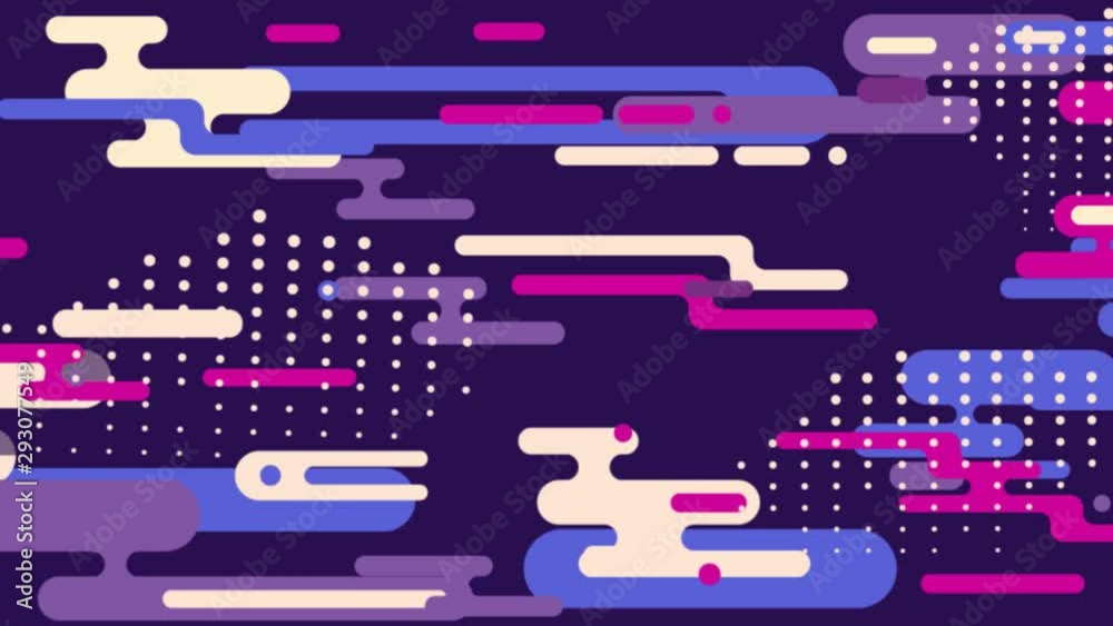 Abstract background in flat style with 2d animation of rounded ...
