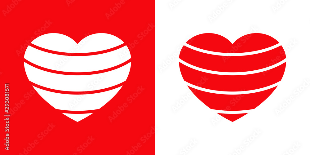 Logotipo con corazón con líneas curvas en rojo y blanco Stock Vector ...