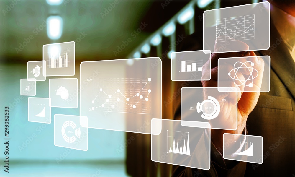 Communication infographic, technology background with icons Stock Photo ...