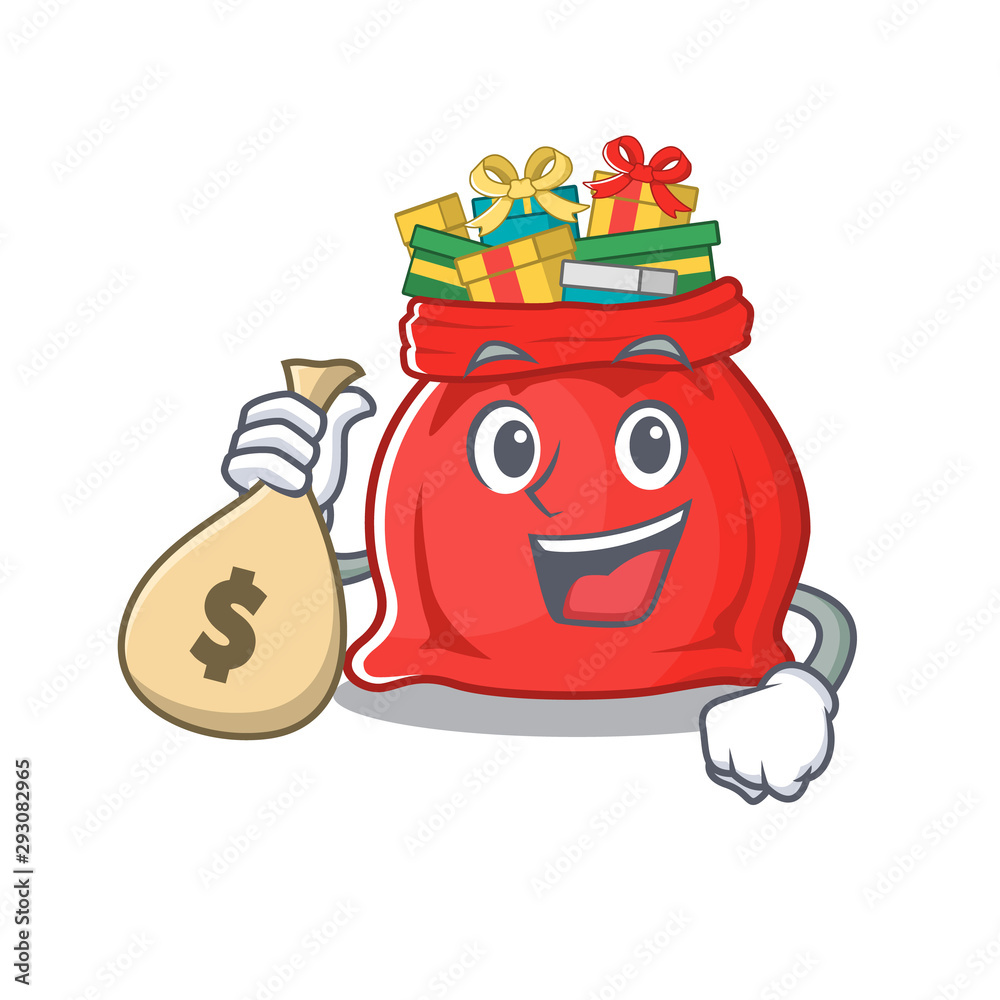 Santa Bag Full Of Cash Cartoon