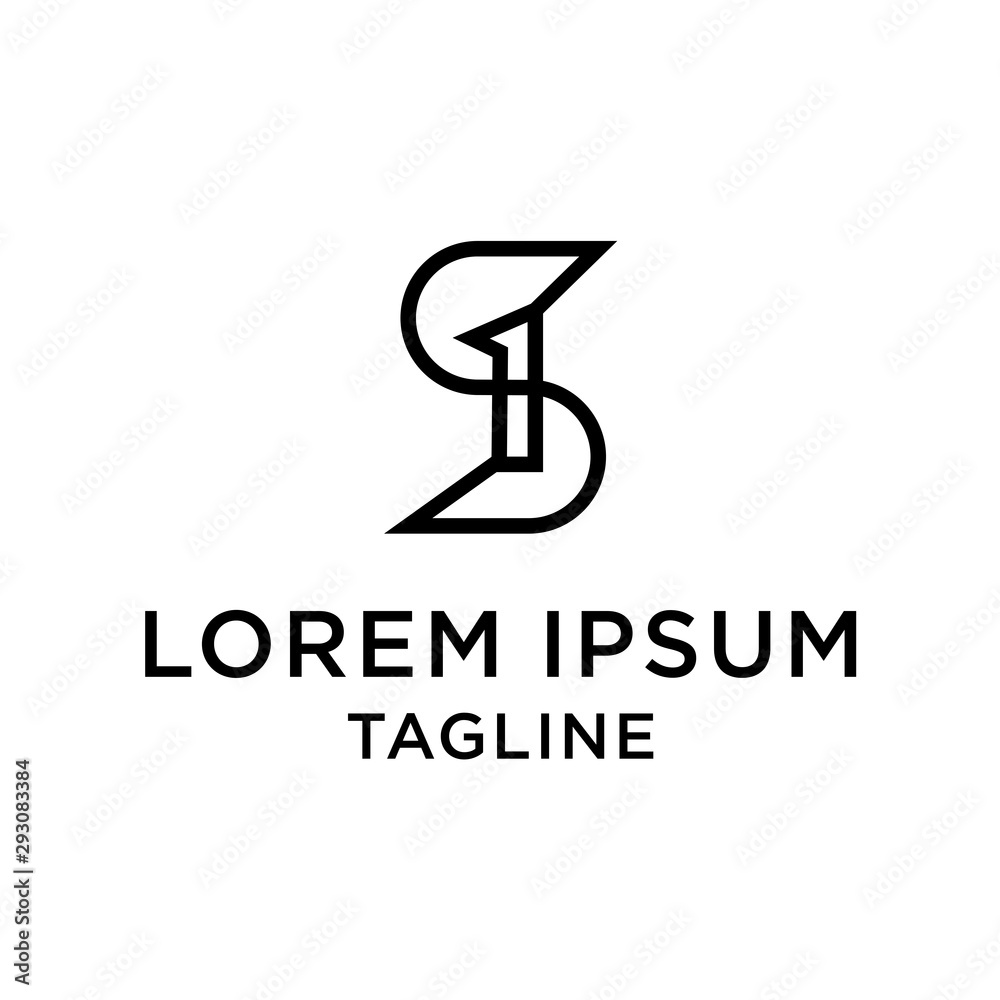 Initial letter and number logo, S and 1, S1, 1S, line logo design ...