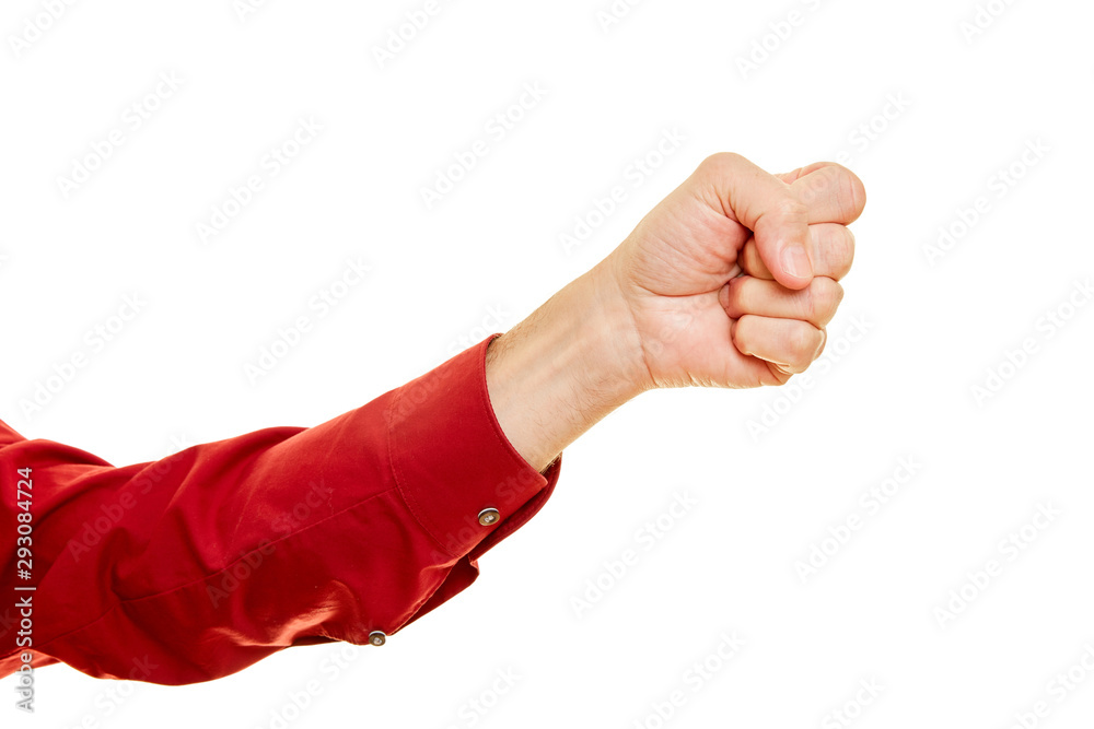 Mann zeigt geballte Faust Stock Photo | Adobe Stock