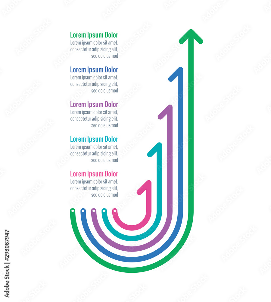 rising arrows infographic template. five step informational template ...