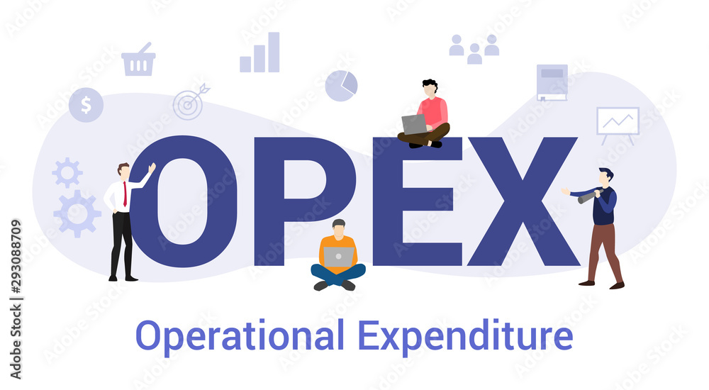 opex operational expenditure concept with big word or text and team ...
