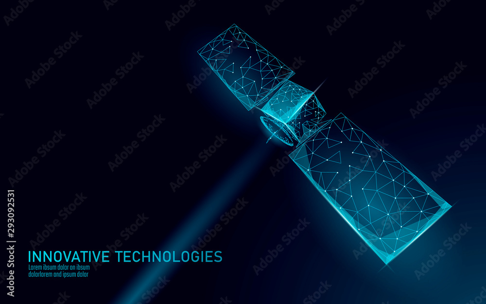 Telecommunication defense satellite in space. Orbital sputnik receiver ...