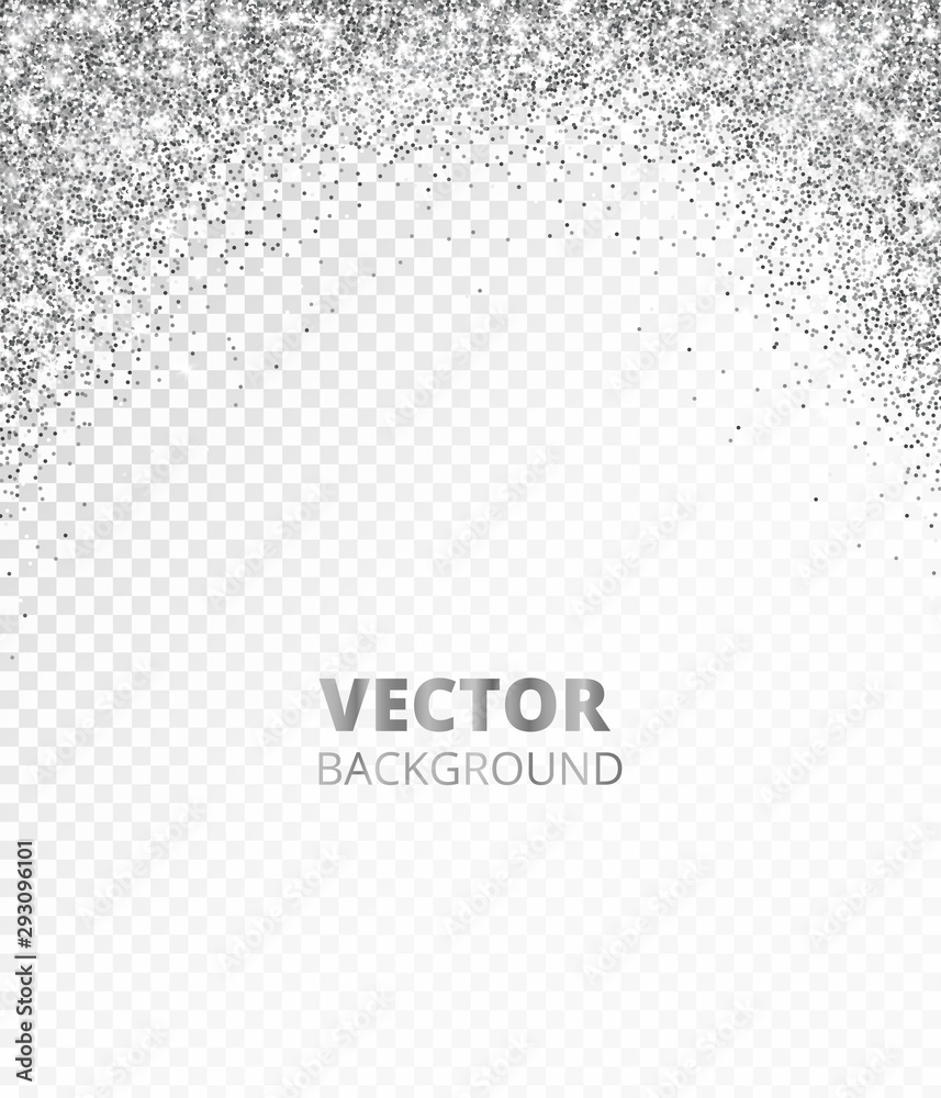 Sparkling glitter border, frame. Falling silver dust isolated on ...