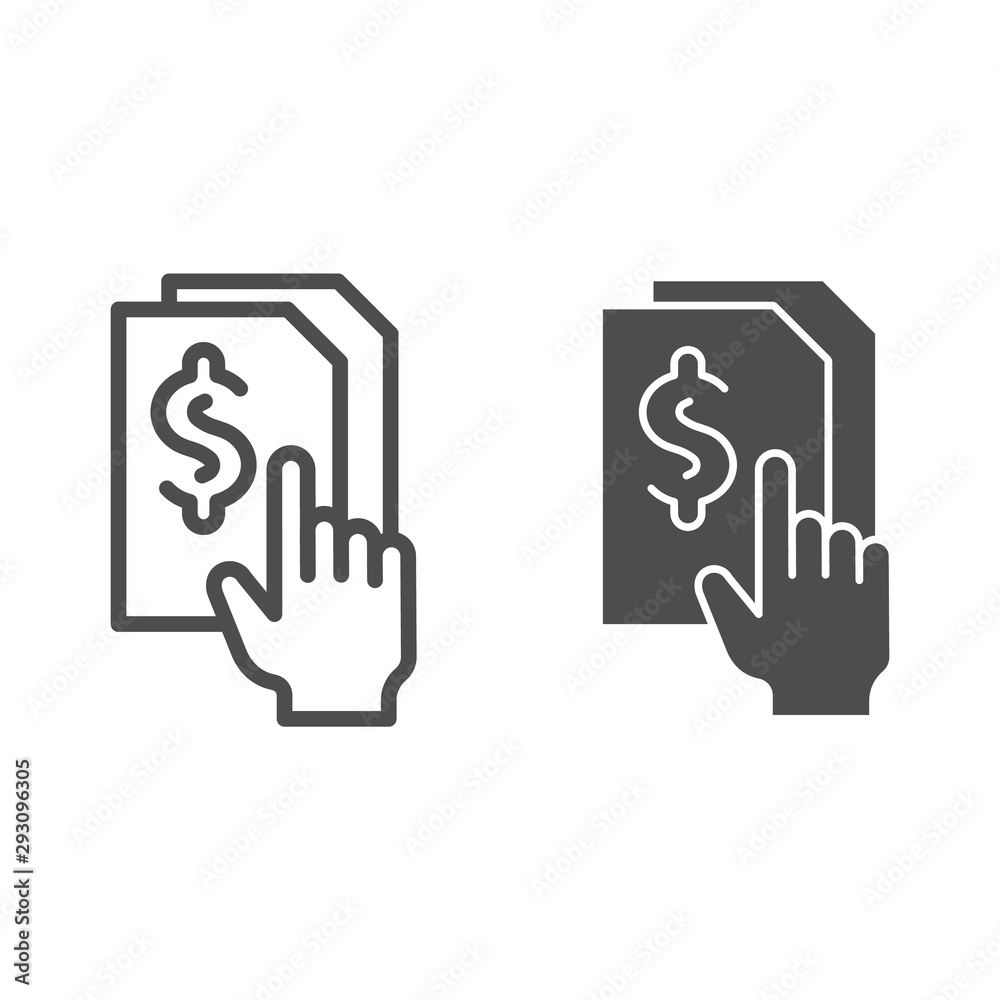 Bill paper line and glyph icon. List with dollar vector illustration ...