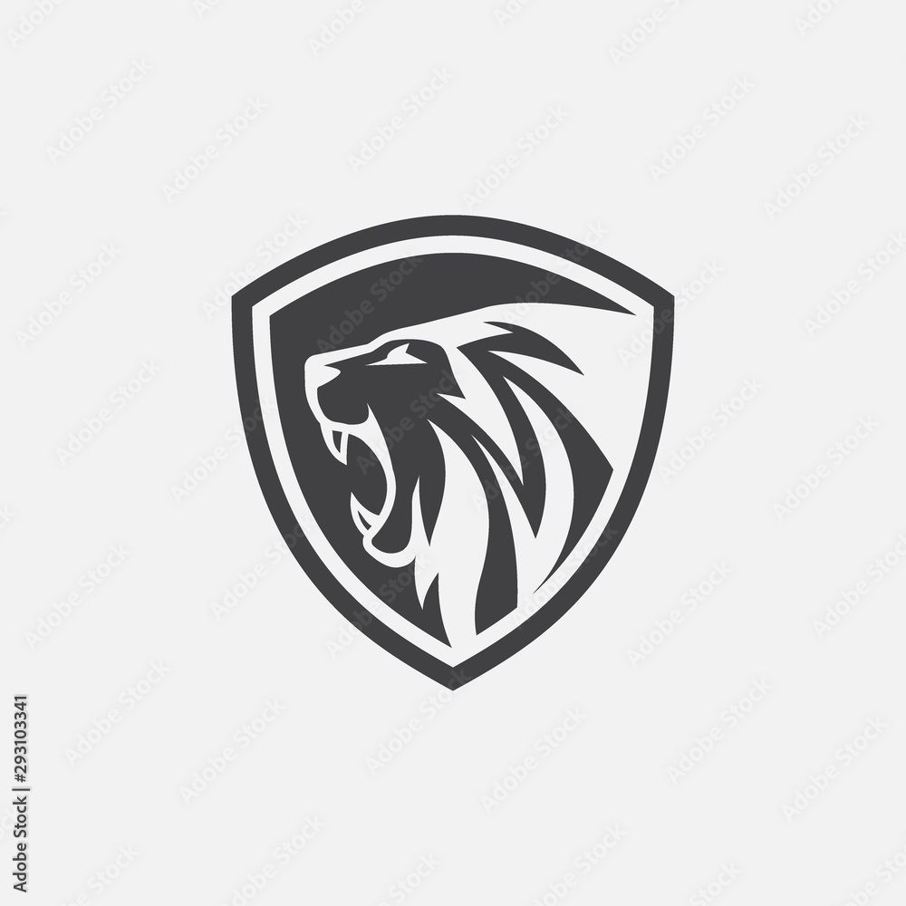 lion shield icon vector, lion logo design, lion head logo design Stock ...