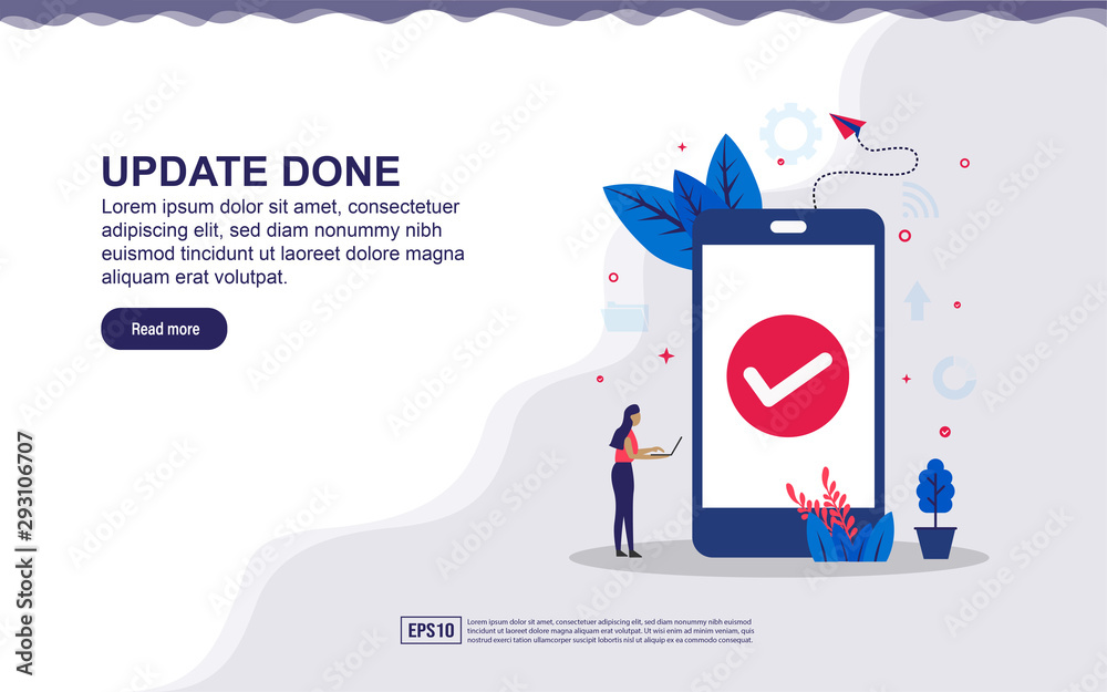 Vector illustration of update done & secure system concept with ...