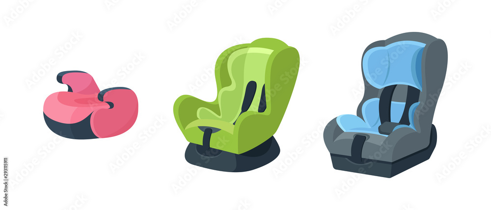 Set of child car seats, from newborns to adolescents. Stock Vector ...