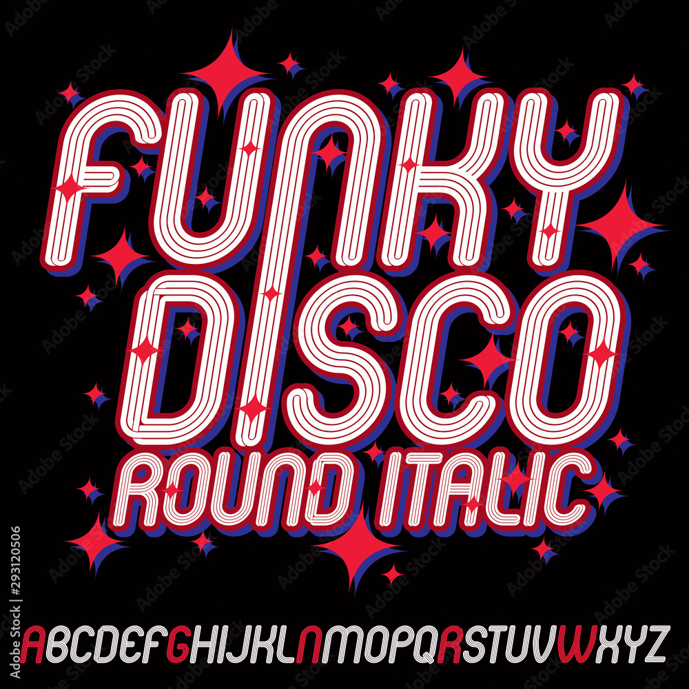 Vector funky cursive alphabet letters set with parallel lines, can be ...