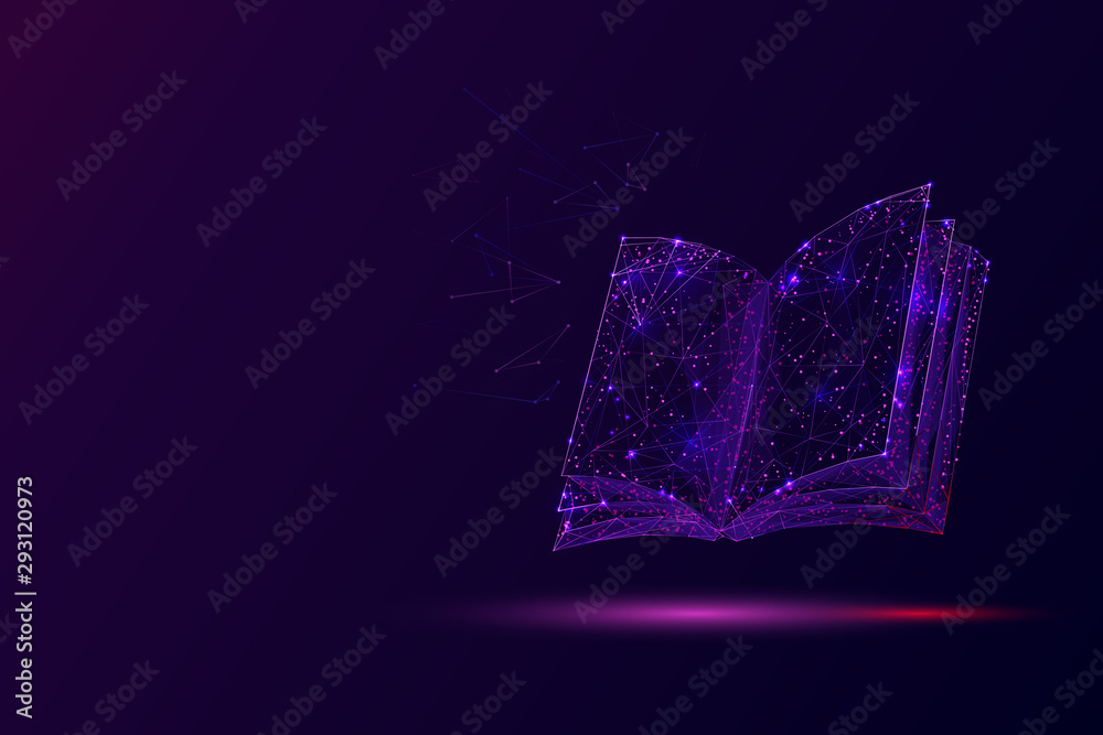 Open book low poly vector illustration. 3d encyclopedia. Polygonal ...